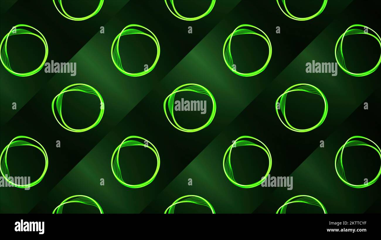 Green background. Motion.Light small circles in animation that begin to ...