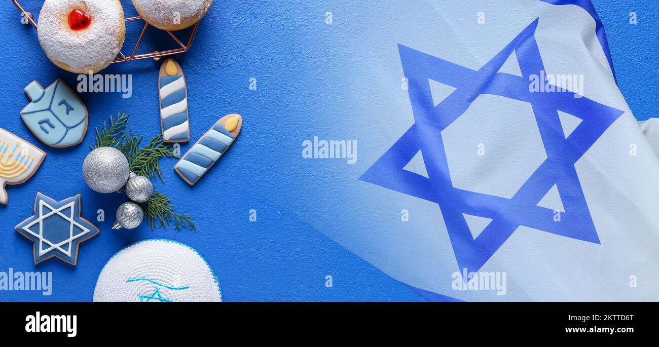Collage of Israeli flag with tasty desserts for Hanukkah Stock Photo ...