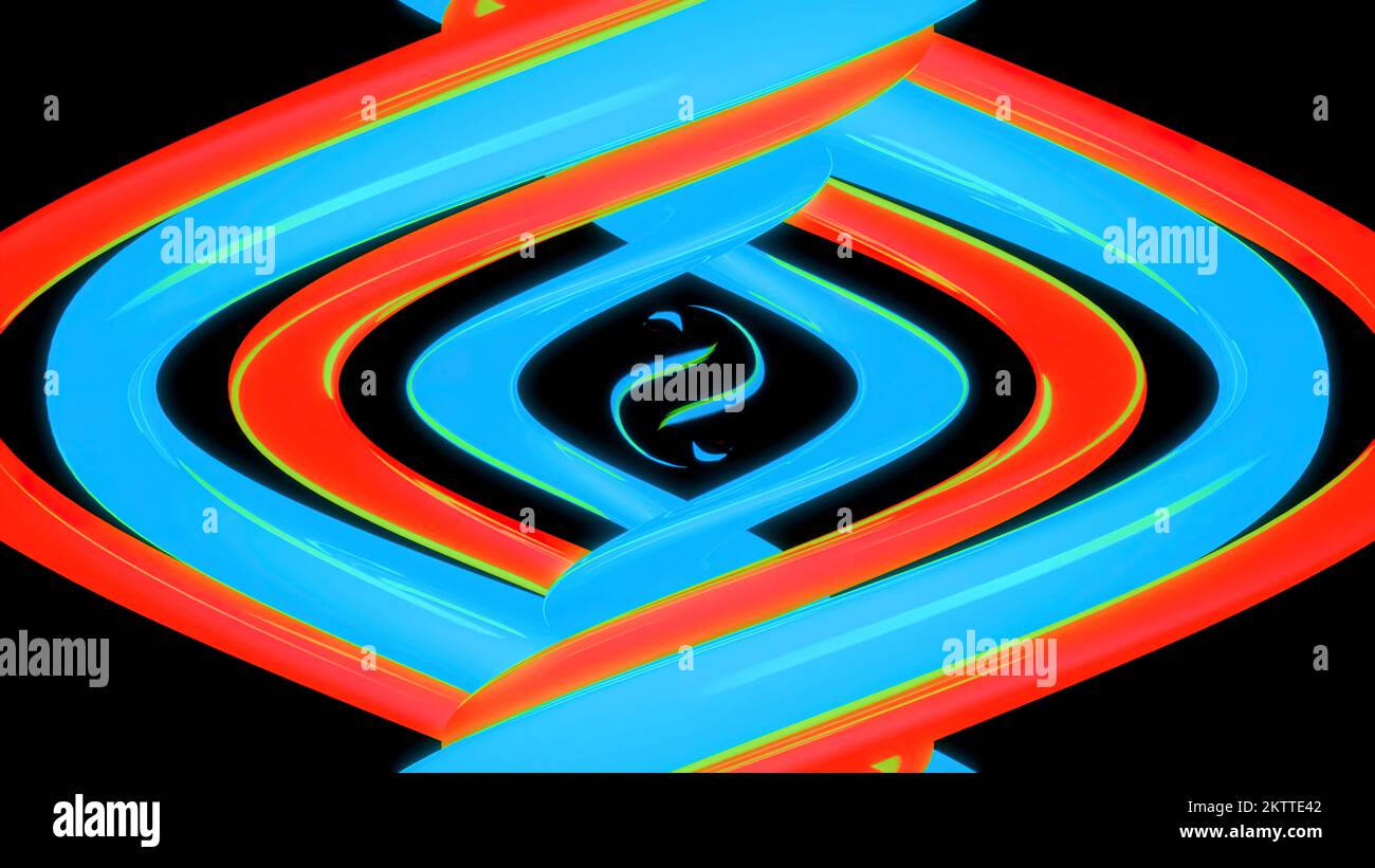 Red and blue pigtail . Design. A black background on which dense thick ...