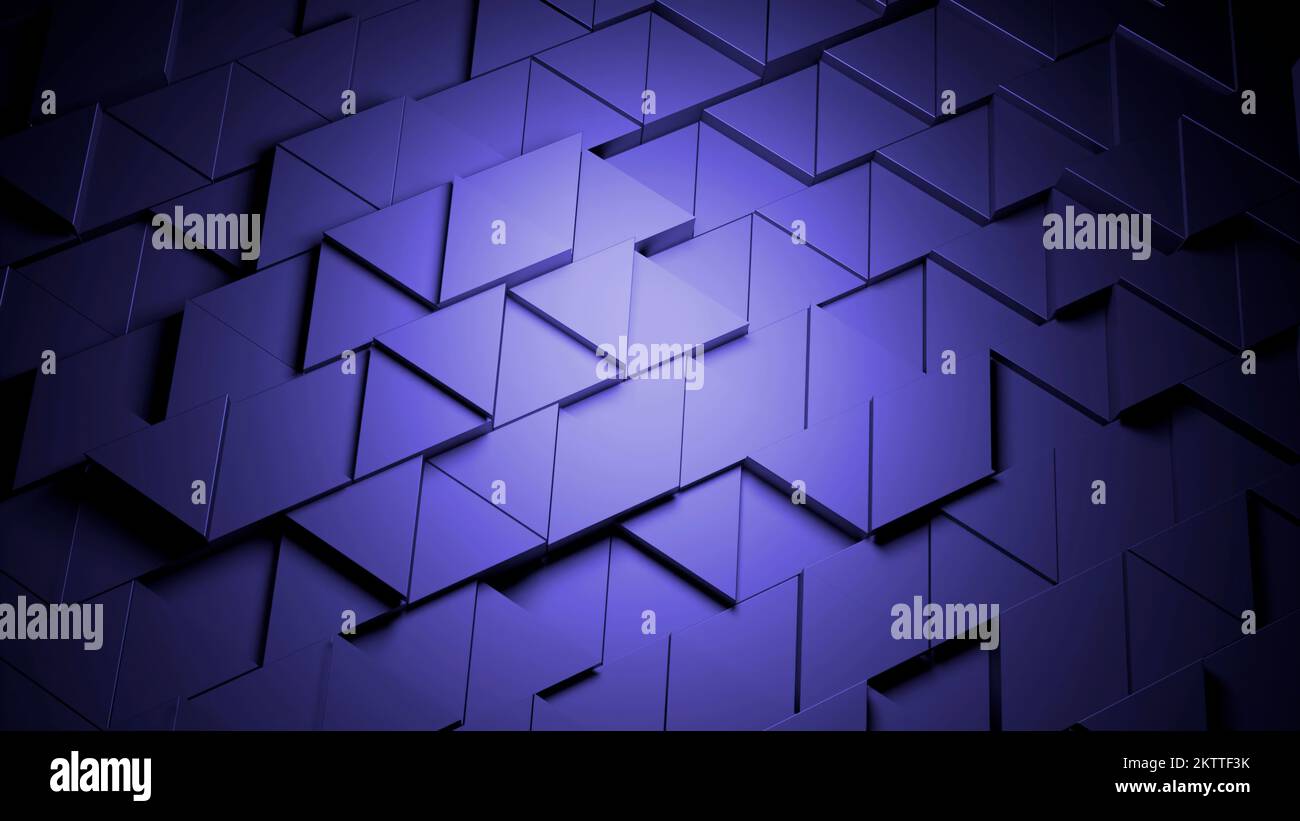 Purple and blue triangles. Design.Small parts of the mosaic breaking in ...