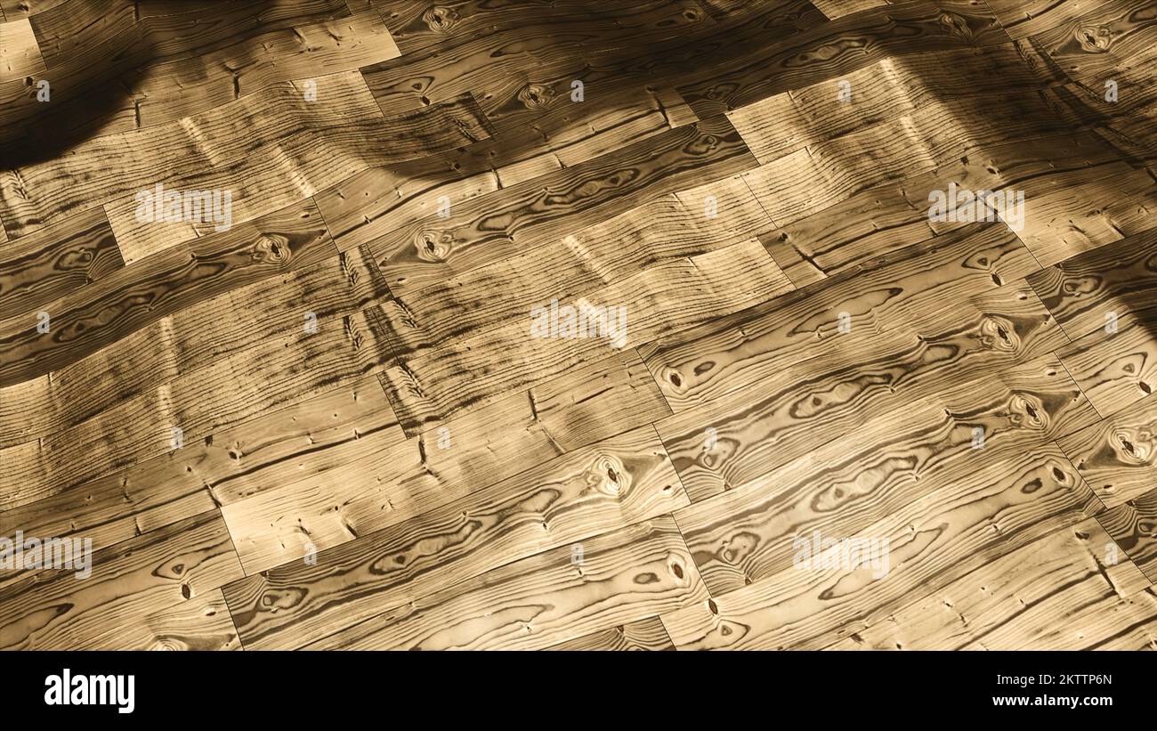 Surface with wooden texture and waves. Motion. 3D surface moves in ...