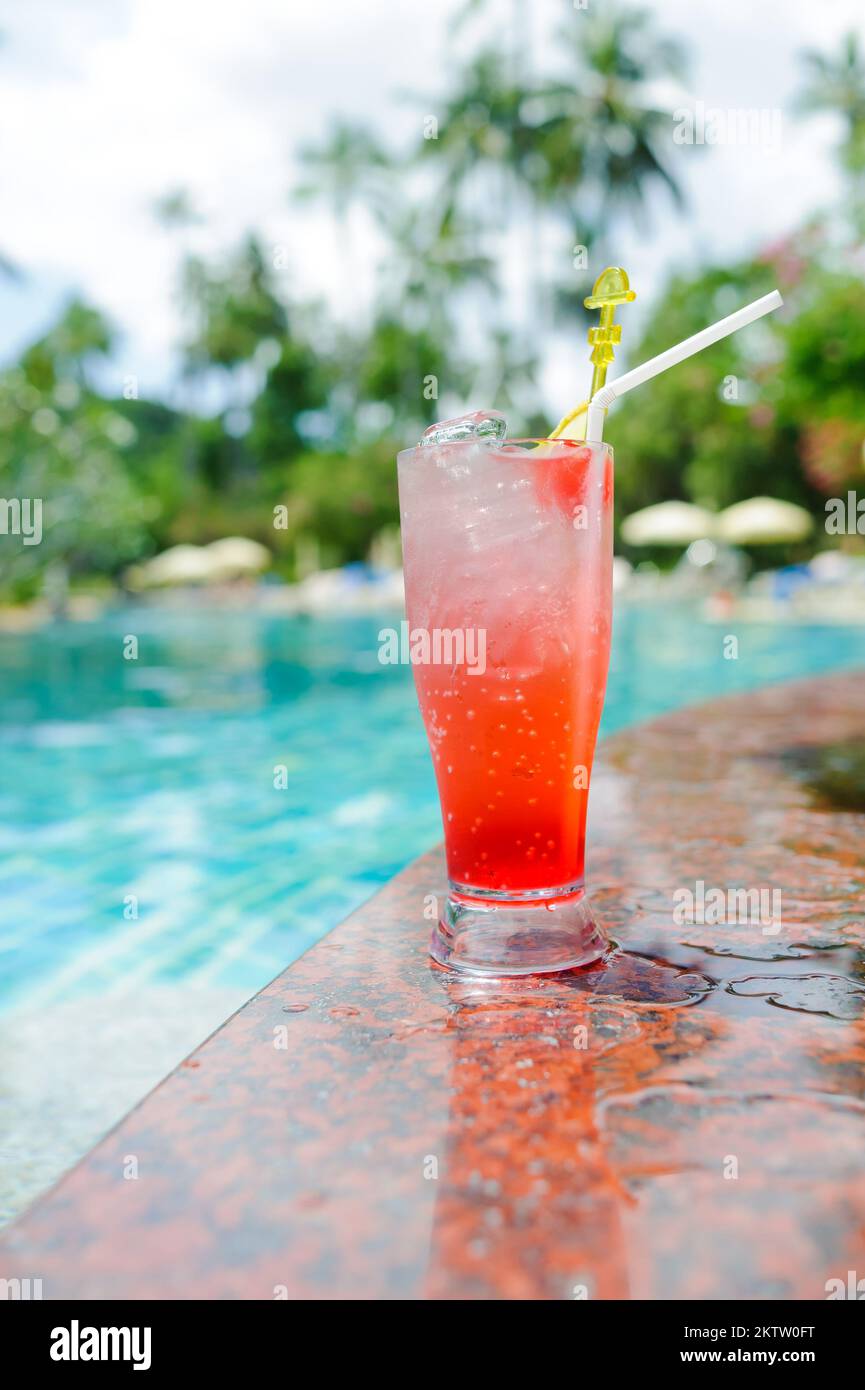 cool refreshing coctail near swimming pool on vacation Stock Photo - Alamy