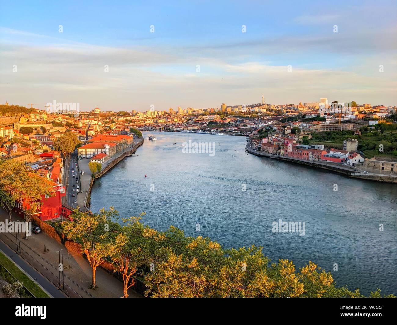 Cityscape with Douro river in sunset light from Park Crystal, Porto ...