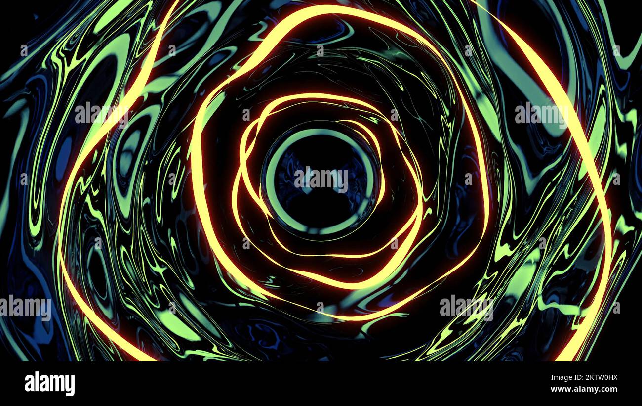 Tunnel with liquid walls and reflection. Design. Liquid mirror 3d ...