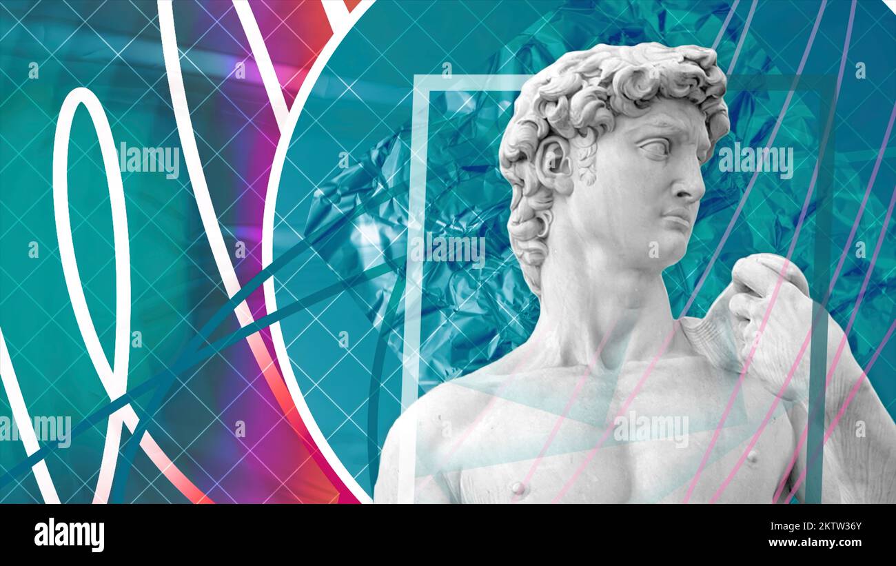 Colorful animation with figures and sculpture. Motion. Animation insert ...