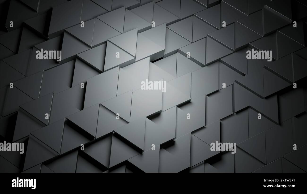 Geometric background of moving triangles. Design. 3D plane of metal ...