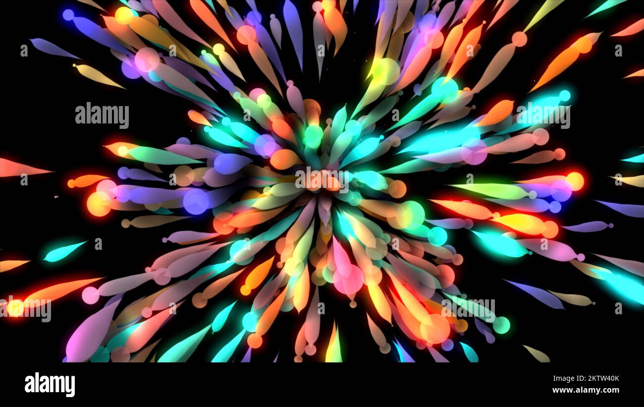 Bright emission of lines on a black background. Motion. Abstract ...