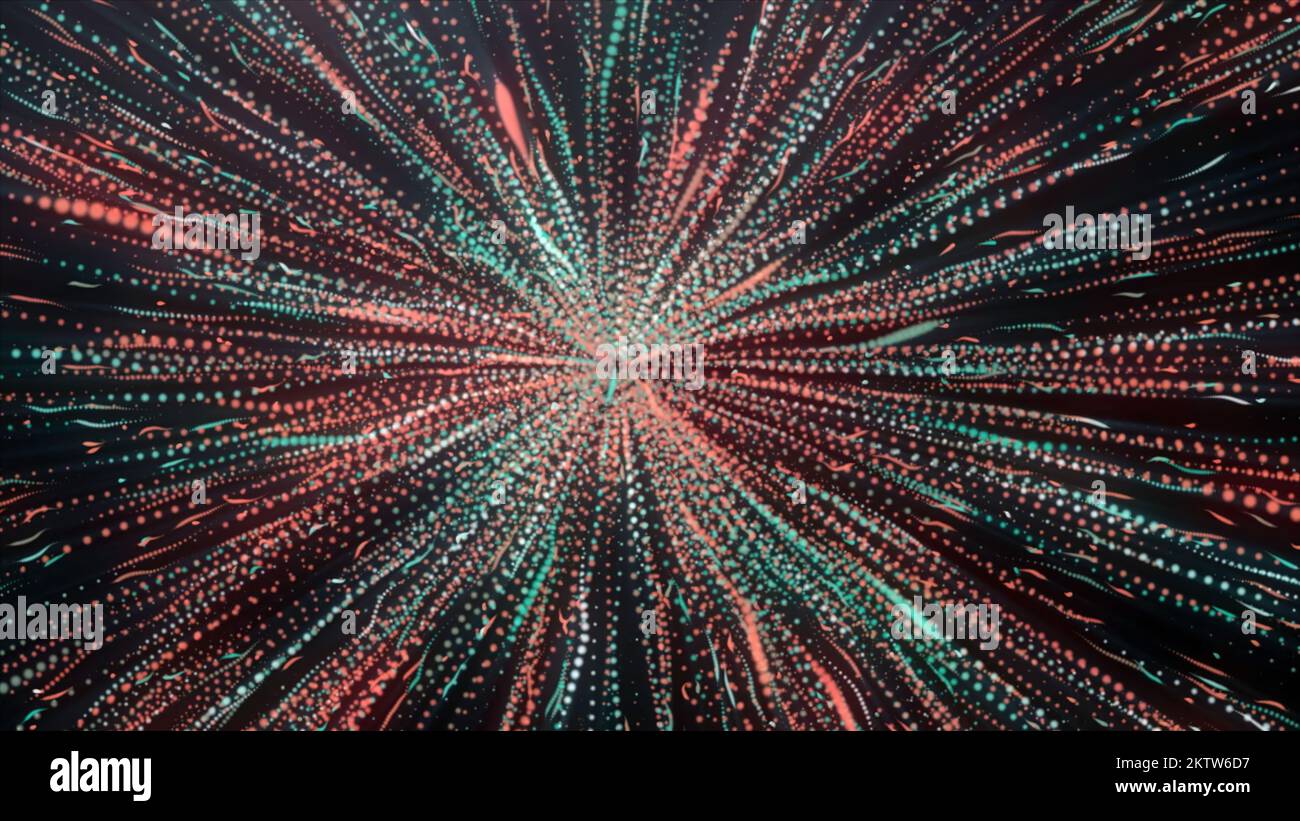 Black background . Motion . Bright multicolored lines in animation that ...