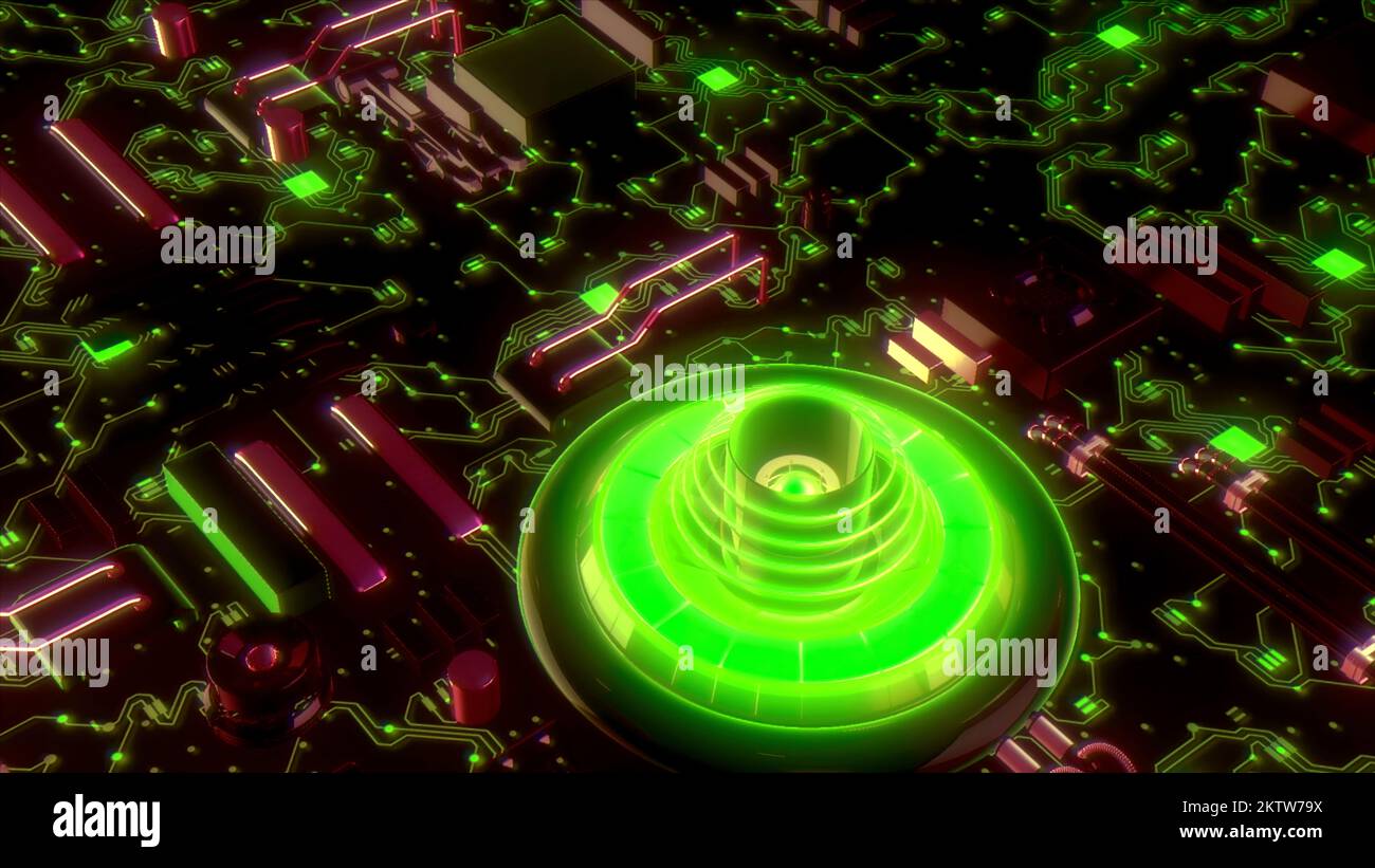 Advanced technology concept visualization. Motion. Circuit Board CPU ...