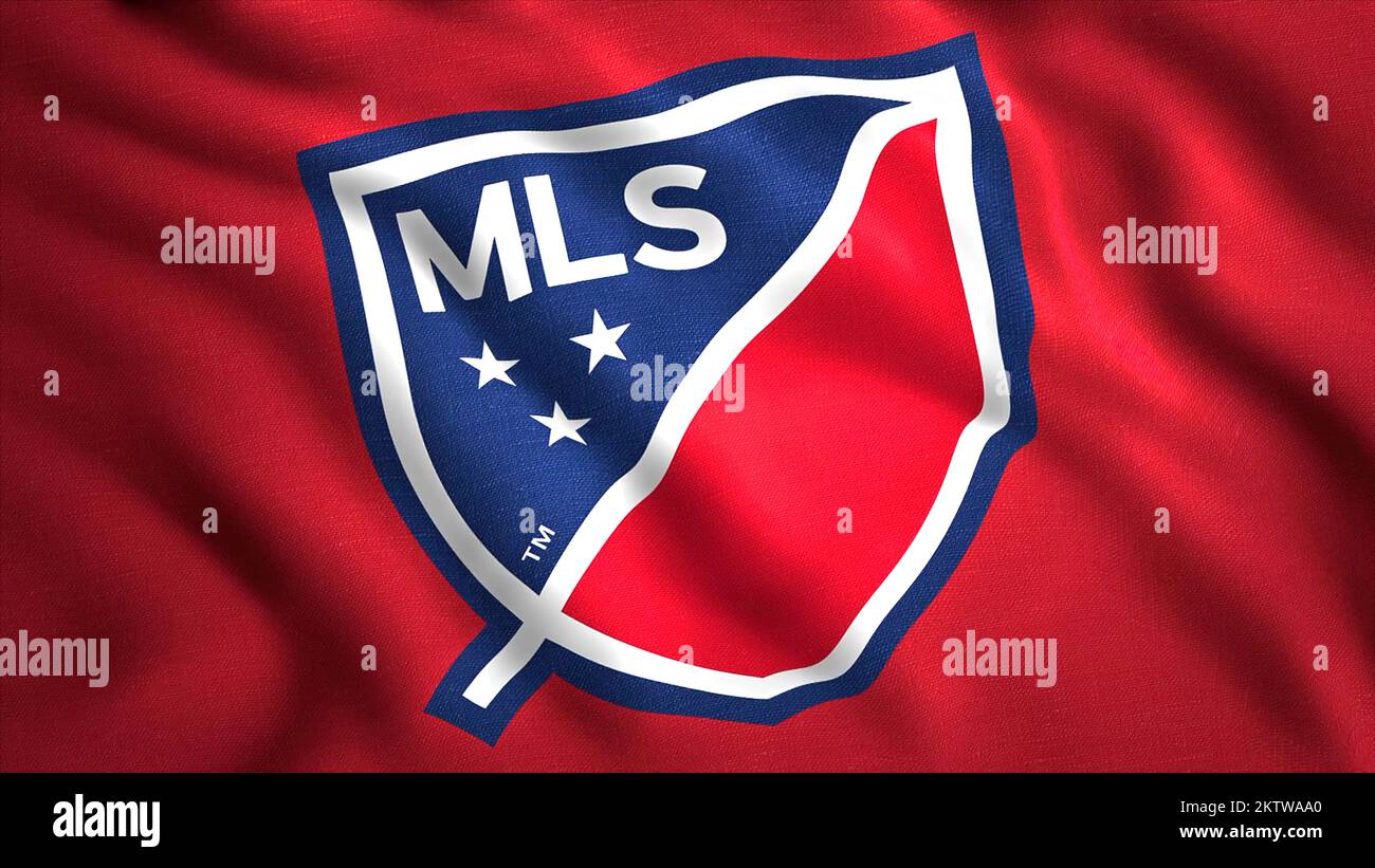Abstract Major League Soccer logotype. Motion. Flag of professional ...