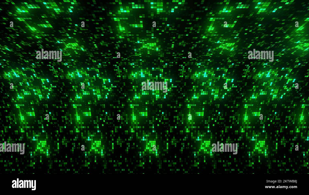 Bright background with curve and twinkling squares. Motion. Spatial ...