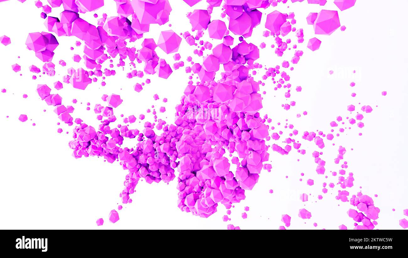 White background. Design.Bright pink coarse dust in the animation that ...