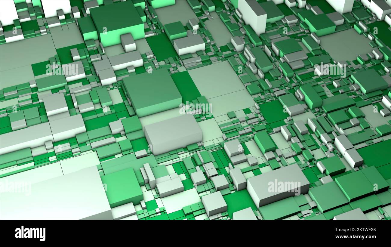 Green and brown background. Motion.Small rectangles and squares make up ...