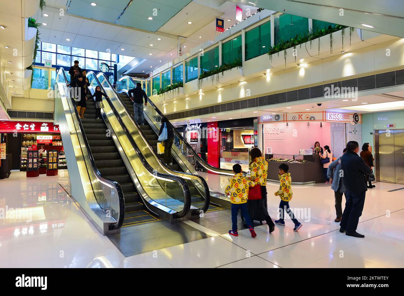 HONG KONG, CHINA - FEBRUARY 04, 2015: shopping center interior. In Hong ...