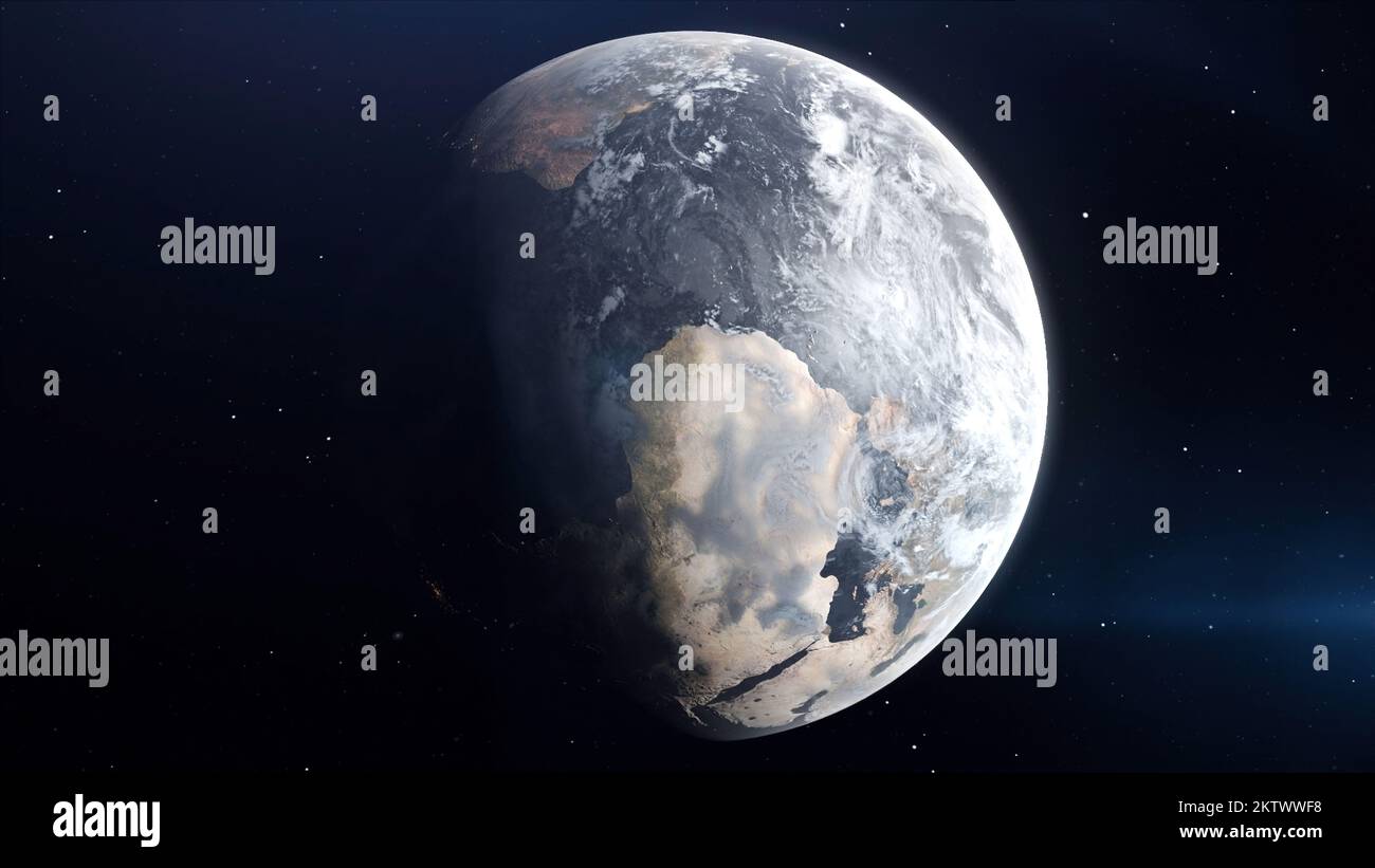 Beautiful animation with a view of the moon. Motion . A bright rotating ...