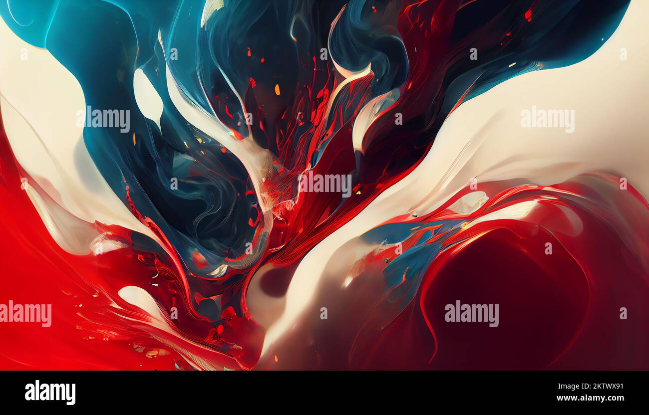 Abstract crimson and red paint splatter background. Fluid shapes ...