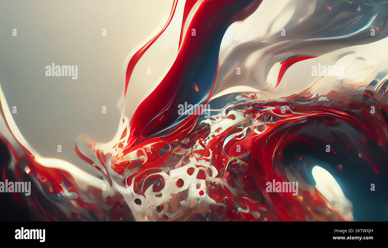 Abstract crimson and red paint splatter background. Fluid shapes ...