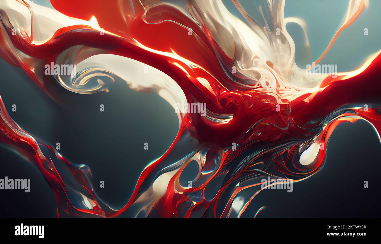 Abstract crimson and red paint splatter background. Fluid shapes ...