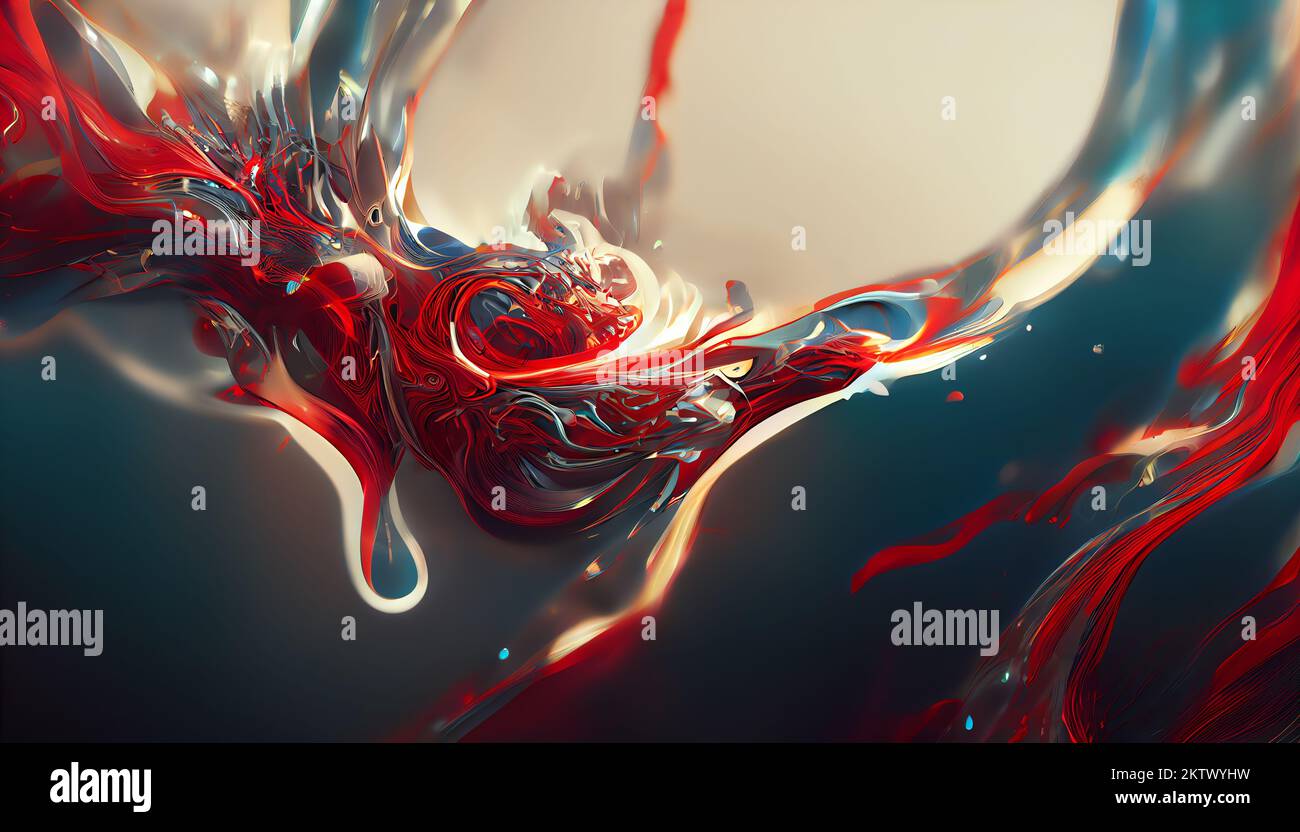 Abstract crimson and red paint splatter background. Fluid shapes ...