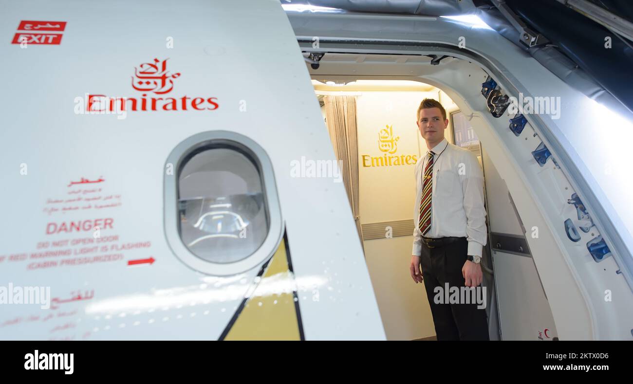 BANGKOK, THAILAND - MARCH 31, 2015: Emirates crew member meet ...