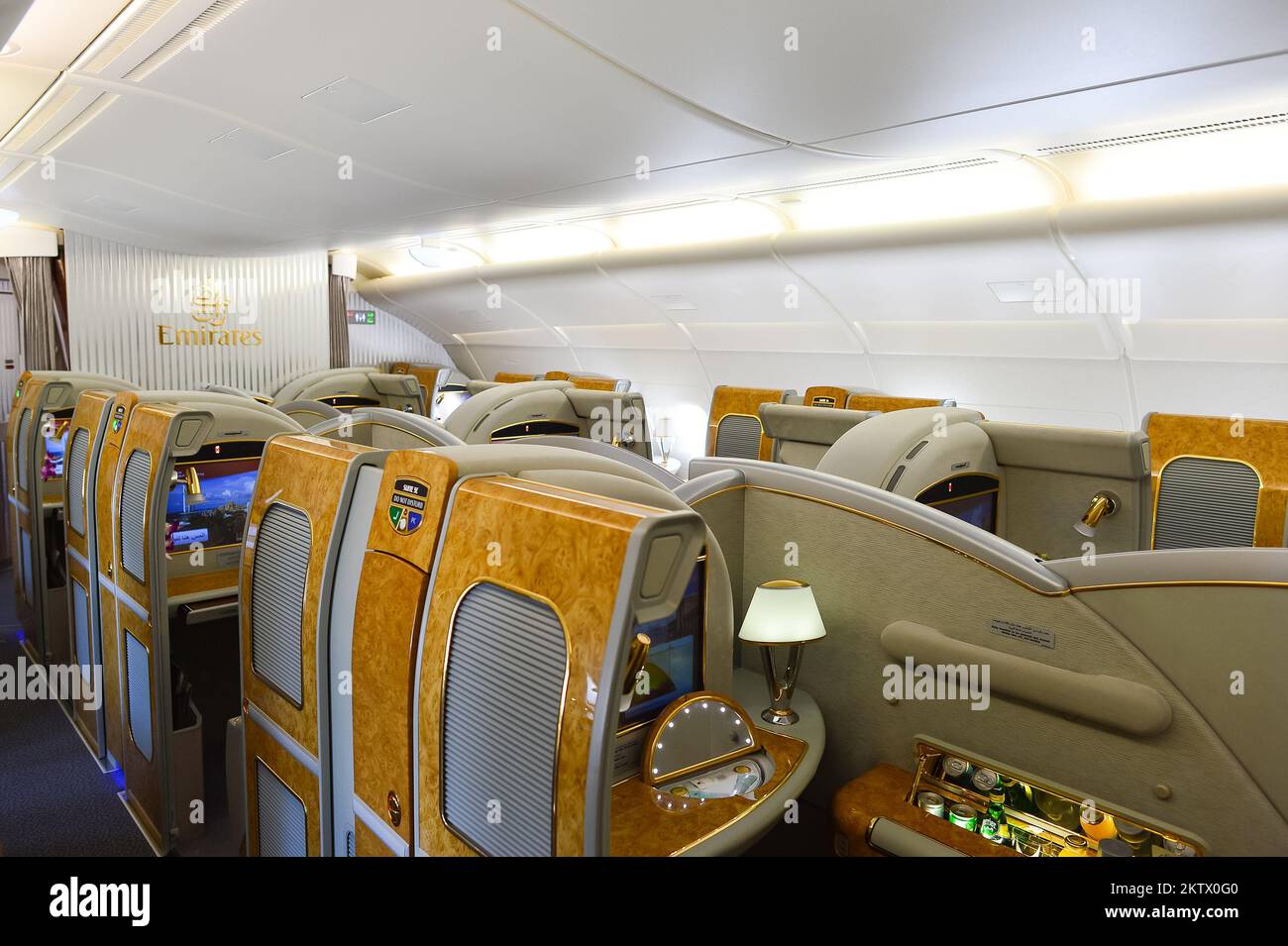 BANGKOK, THAILAND - MARCH 31, 2015: Emirates Airbus A380 interior ...