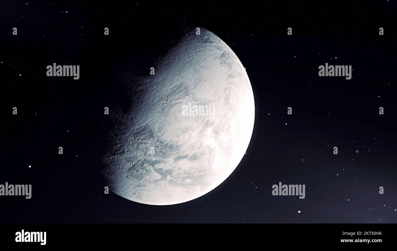 Rotating Moon in different phases with detailed surface. Motion. Outer ...