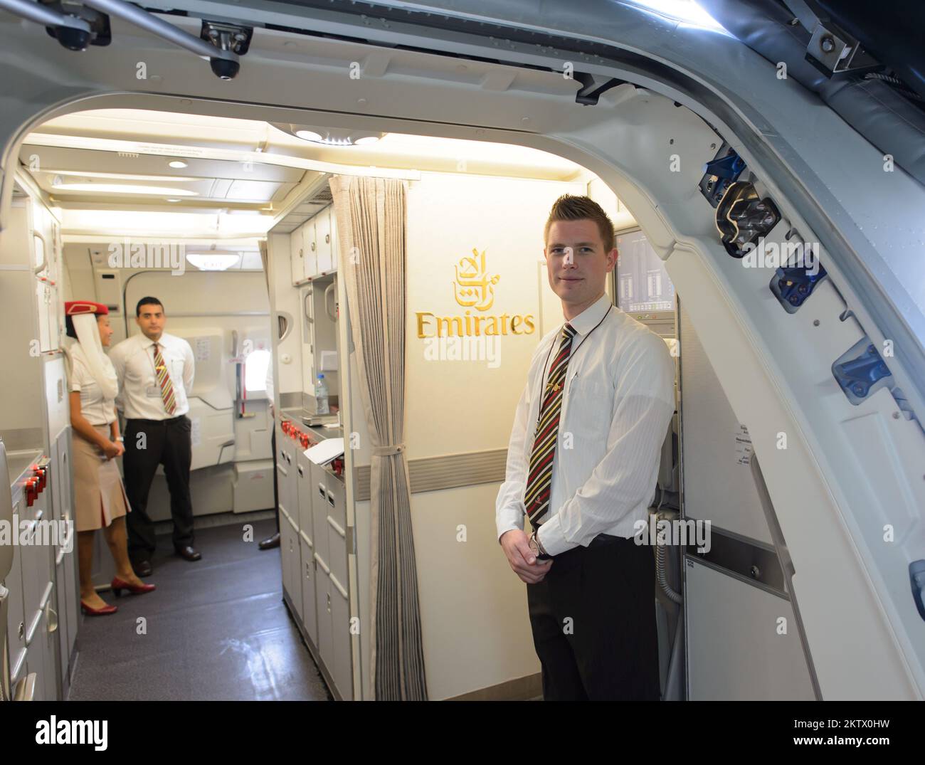 BANGKOK, THAILAND - MARCH 31, 2015: Emirates crew member meet ...