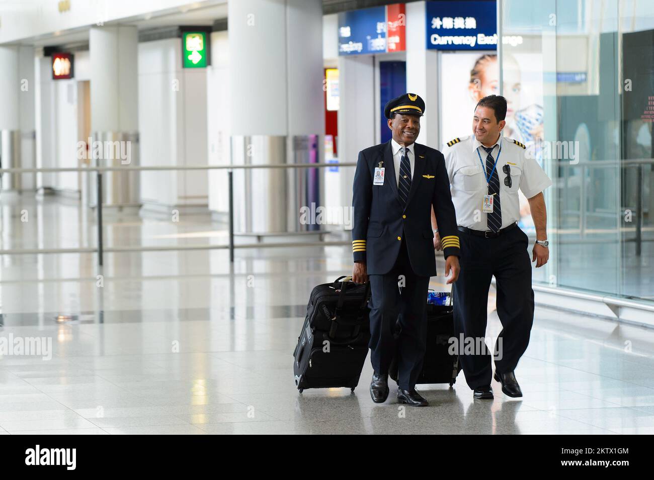 HONG KONG - APRIL 15, 2015: pilots of United Airlines after flight ...
