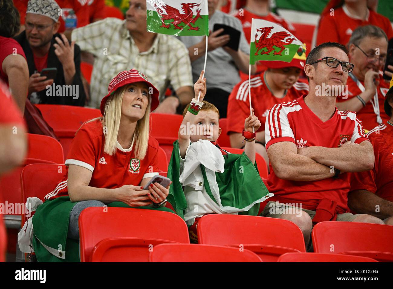 Welsh fans attend Wales v England match of the Fifa World Cup Qatar ...