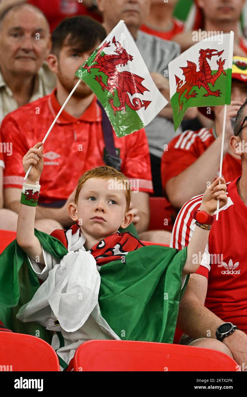 Welsh fans attend Wales v England match of the Fifa World Cup Qatar ...