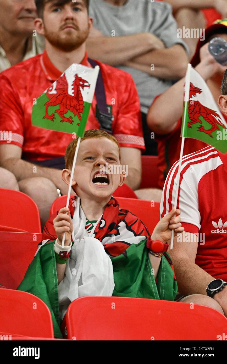 Welsh fans attend Wales v England match of the Fifa World Cup Qatar ...