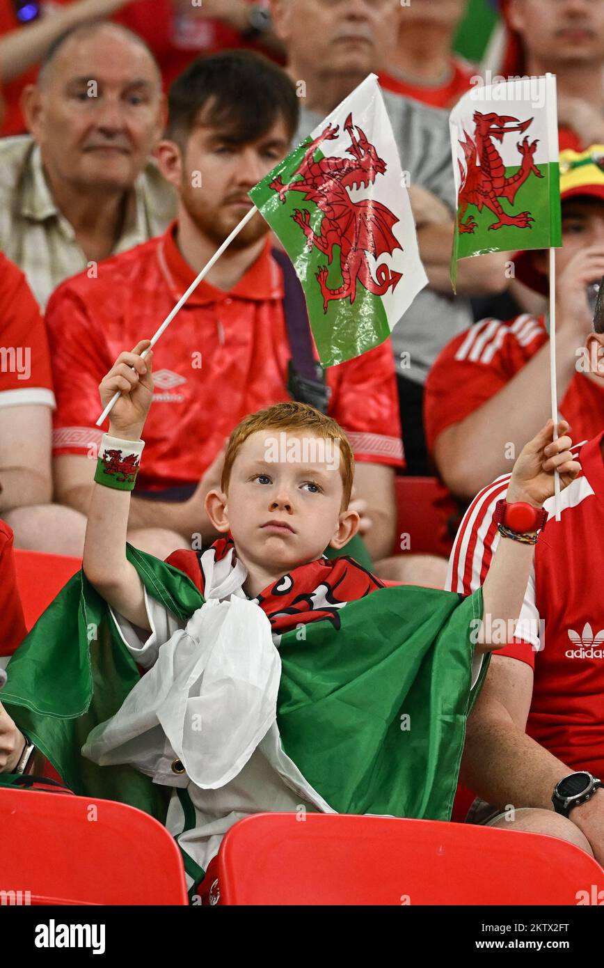 Welsh fans attend Wales v England match of the Fifa World Cup Qatar ...