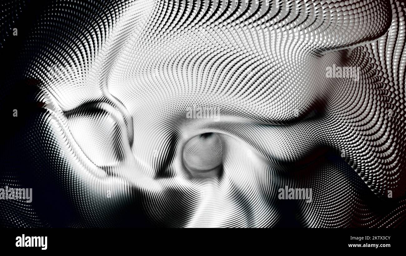 Liquid structure moves in waves from points. Design. Abstract 3d ...