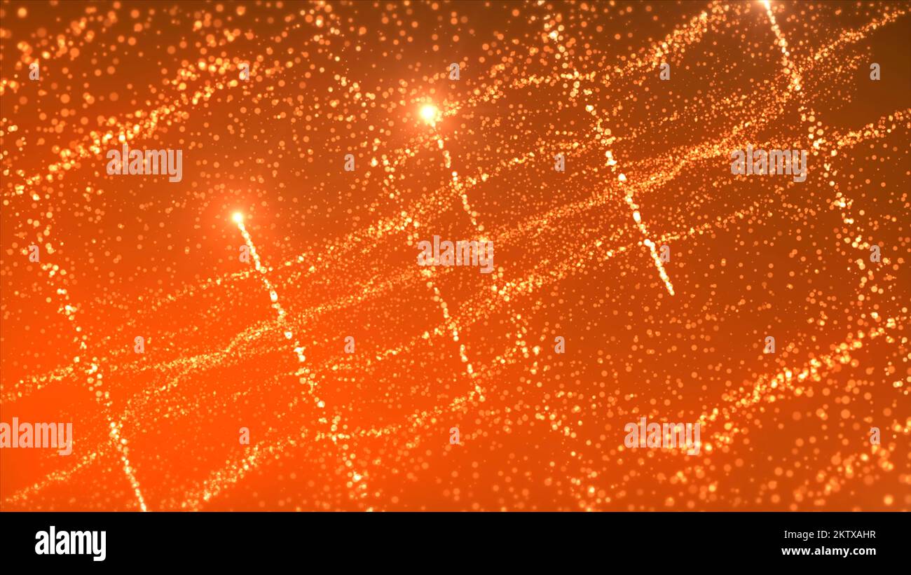 Orange background. Motion . Bright little glitter in different places ...