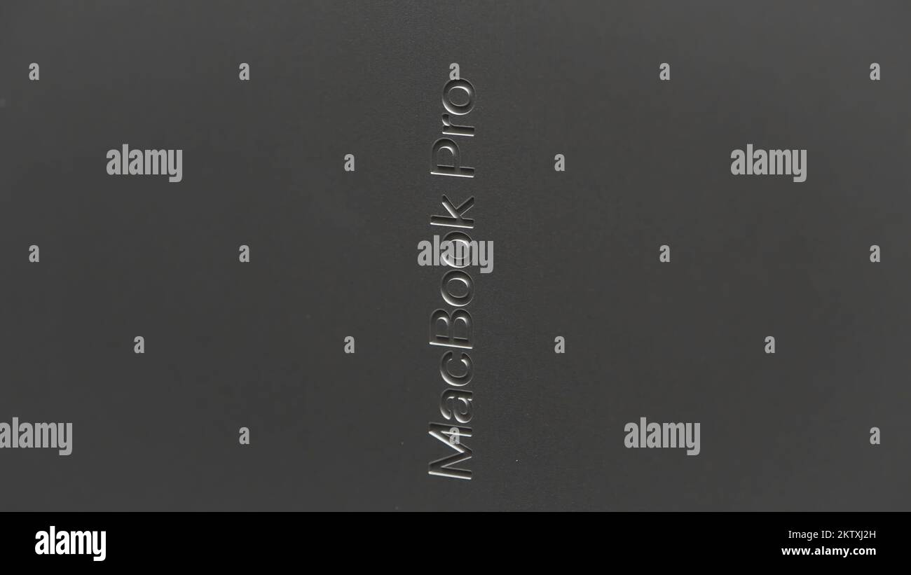 New York, Usa - June 29, 2022: Close up of details of Macbook Pro ...