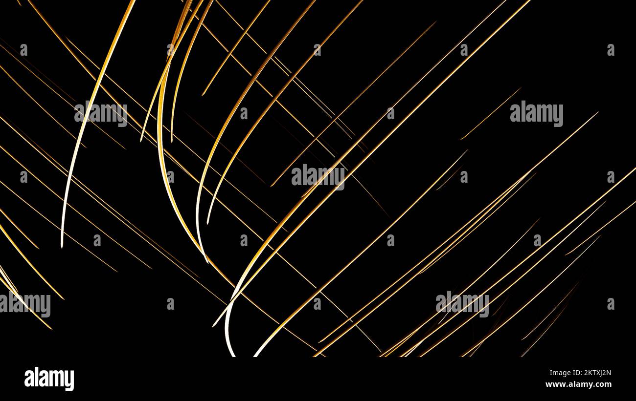 Abstract slowly moving narrow light streaks isolated on a black ...