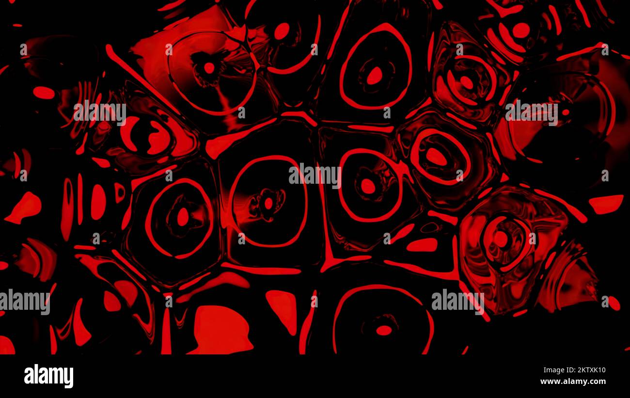 Abstract kaleidoscopic moving shapes. Design. Black and red randomly ...