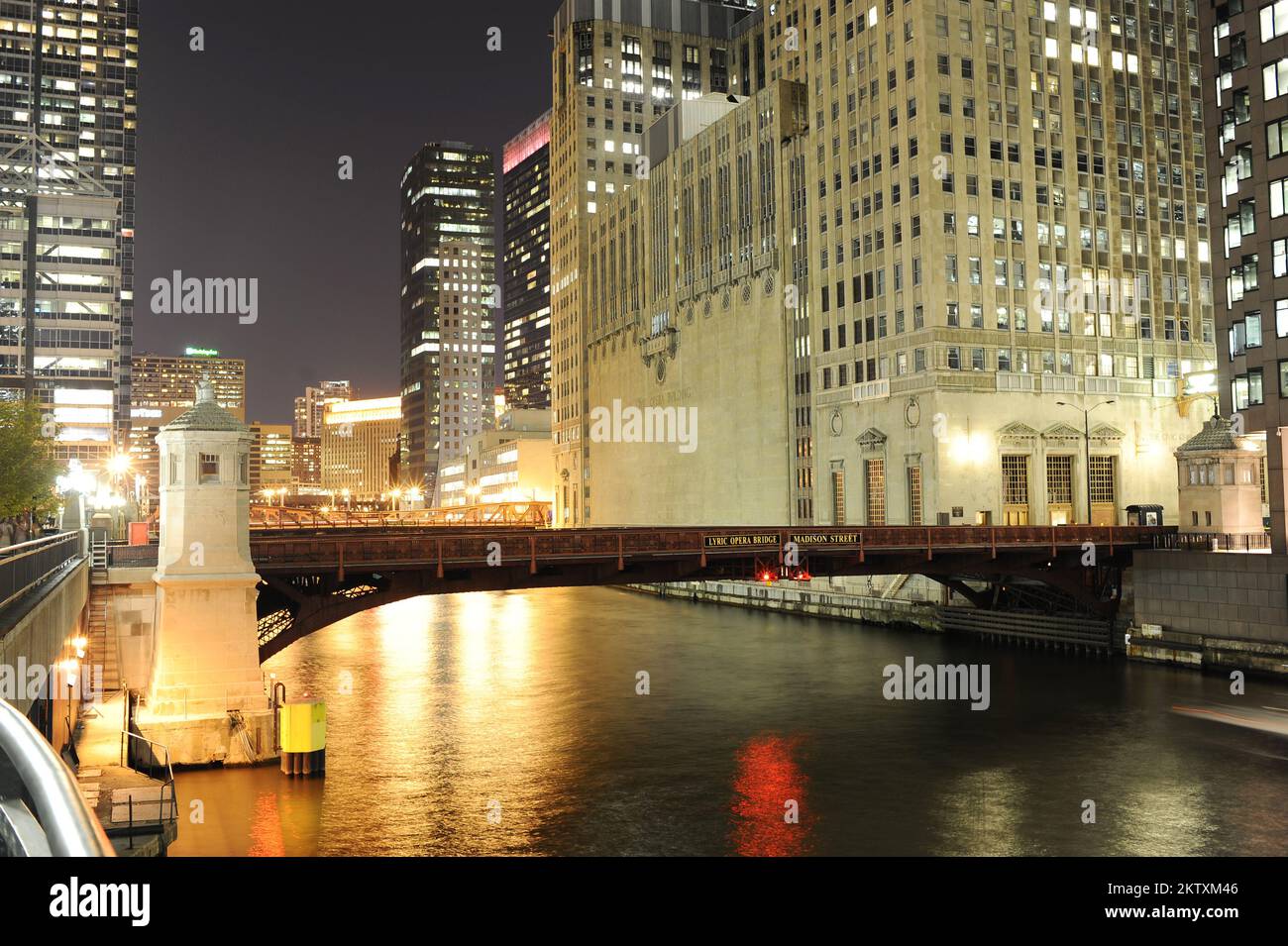 Chicago downtown at night Stock Photo - Alamy