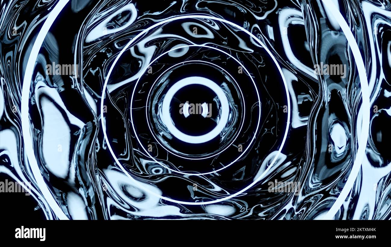 Abstract liquid vortex and hypnotic motion of concentric rings. Design ...