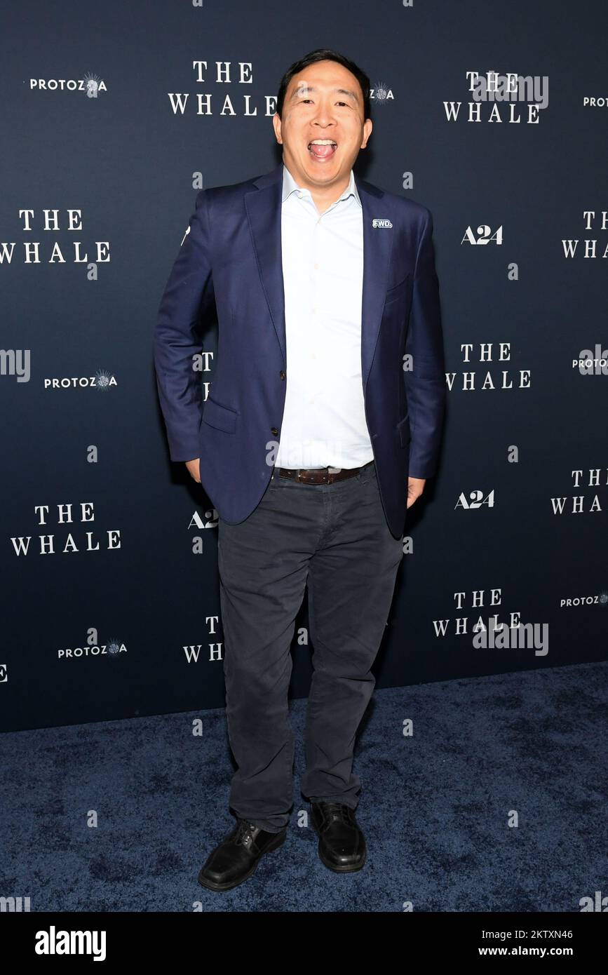 New York, NY, on November 29, 2022. Andrew Yang attends 'The Whale ...