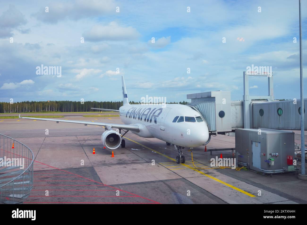 HELSINKI, FINLAND - SEP 03: docked Finnair aircraft on September 03 ...