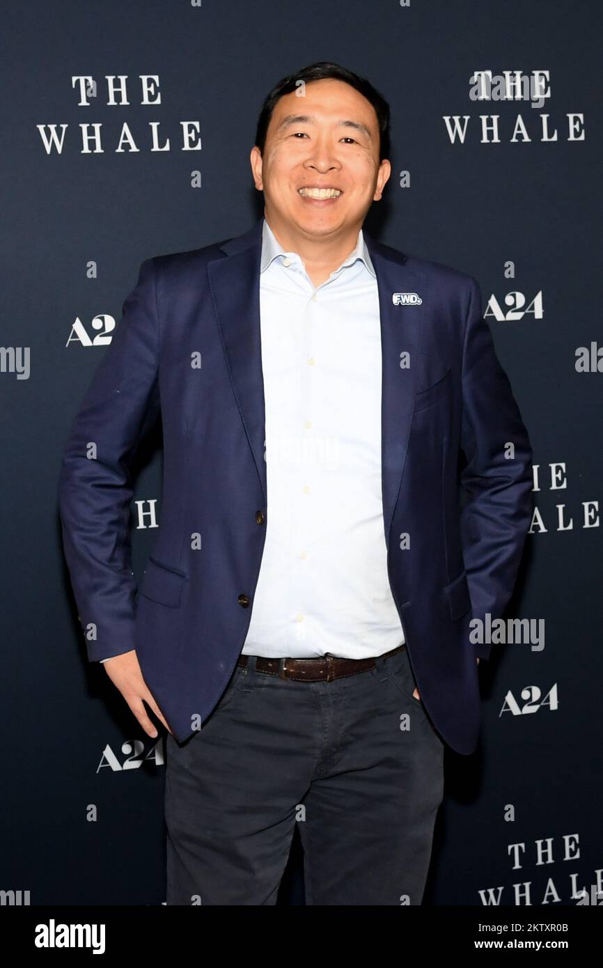 New York, NY, on November 29, 2022. Andrew Yang attends 'The Whale ...