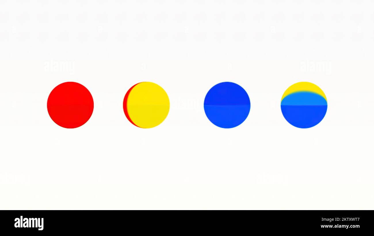 Abstract dynamic background of the four circles changing colors fast on ...