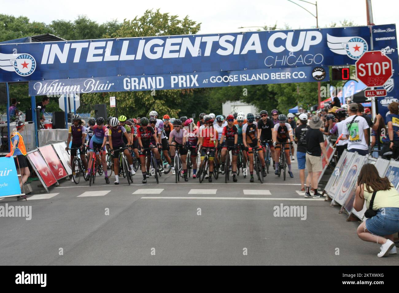 Women's cycling in Chicago, Illinois, USA during the William Blair ...