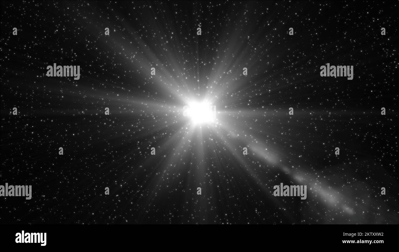 Traveling through monochrome star field in space. Motion. Deep space ...