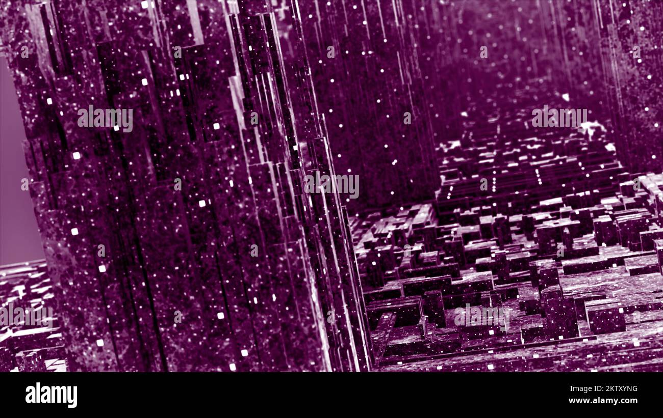 Flying into digital technologic tunnel with 3D big data objects. Motion ...