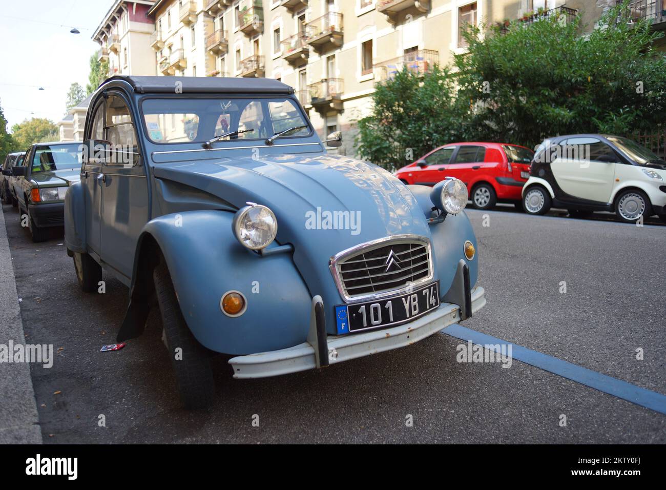 GENEVA - SEP 11: old Citroen car at Geneva downtown on September 11 ...