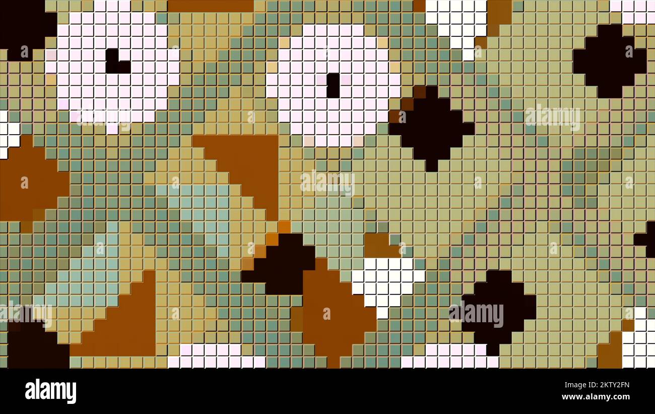 Mosaic with many little colorful square pieces. Motion. Transforming ...