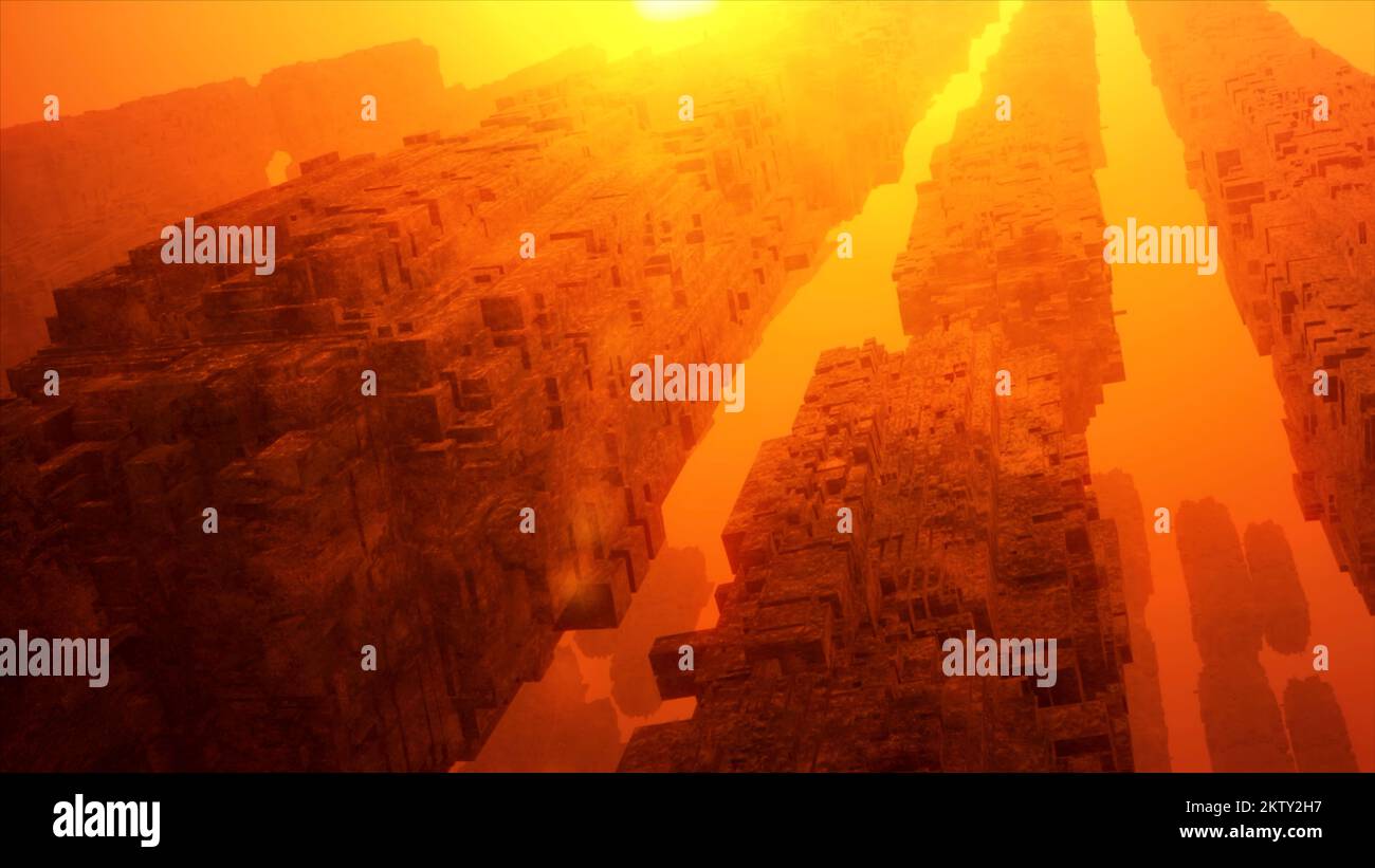 Alien spaceship nearing source of light in outer space. Motion ...