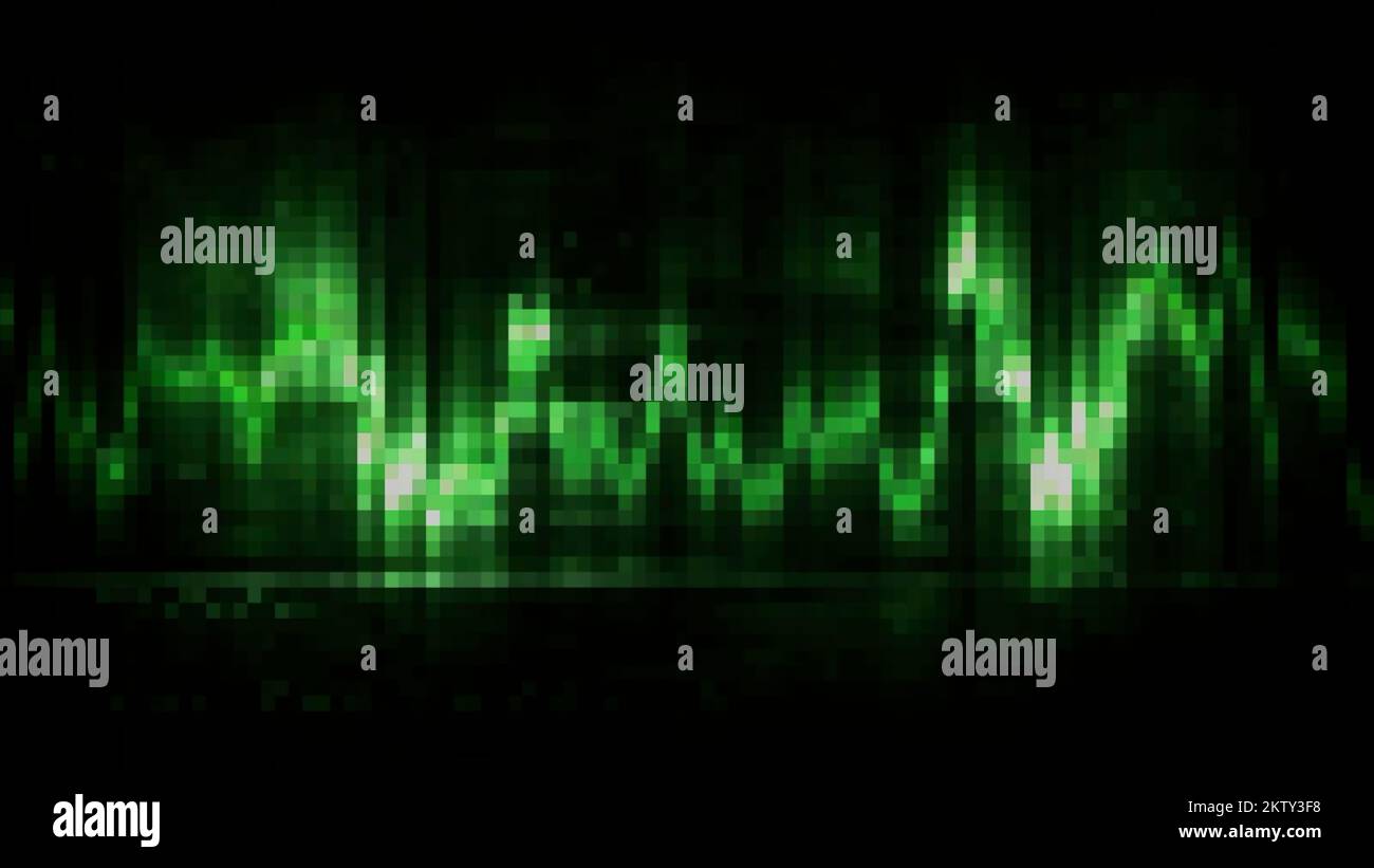 Abstract animation of an electrocardiogram in green neon led light. Motion. Heartbeat chart, EKG ...